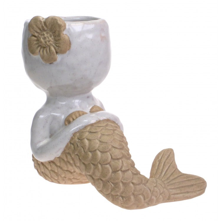 Ceramic Mermaid Sitting Planter — Downtown Accessories
